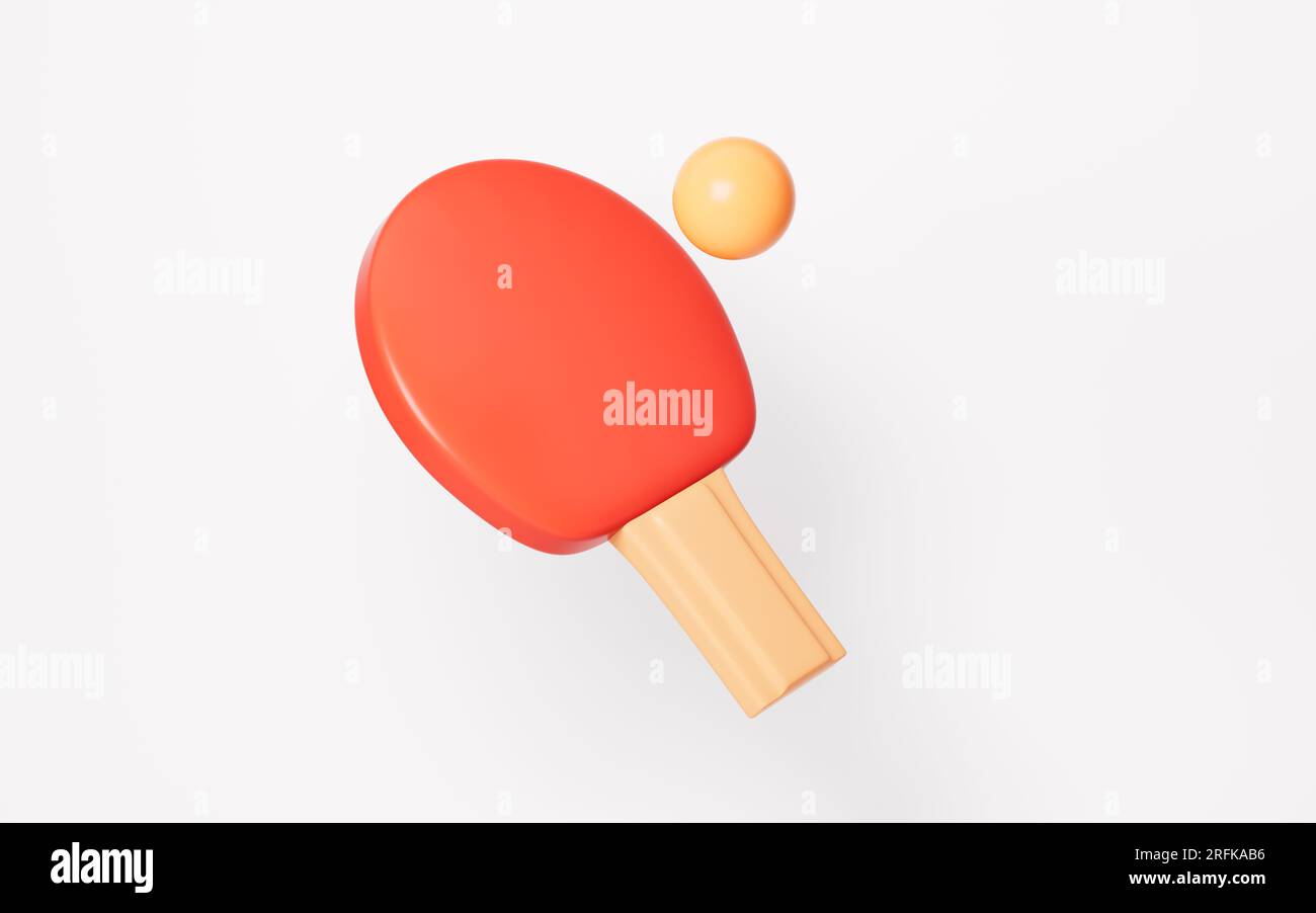 Cartoon table tennis in the white background, 3d rendering. Digital ...