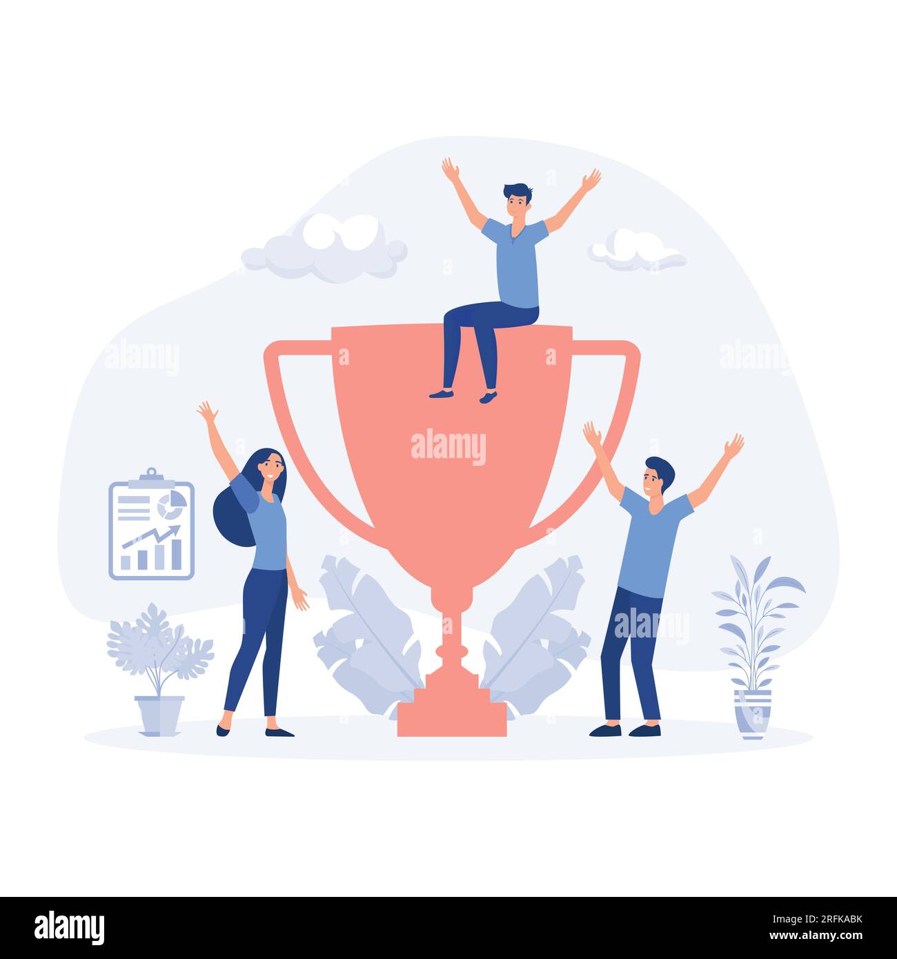 Succes team concept, group of people celebrate success achievment, flat vector modern ...