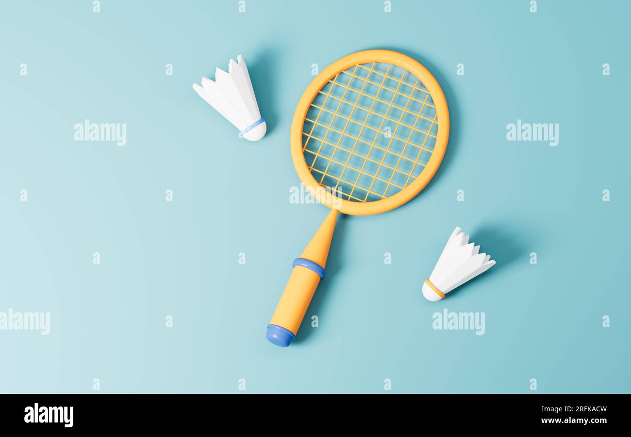 Cartoon badminton and racket, 3d rendering. Digital drawing Stock Photo ...