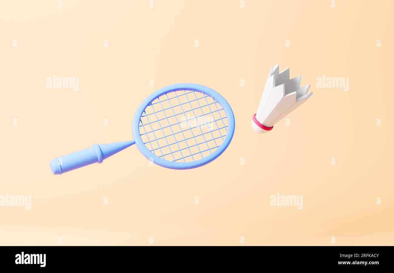 Cartoon badminton and racket, 3d rendering. Digital drawing Stock Photo ...