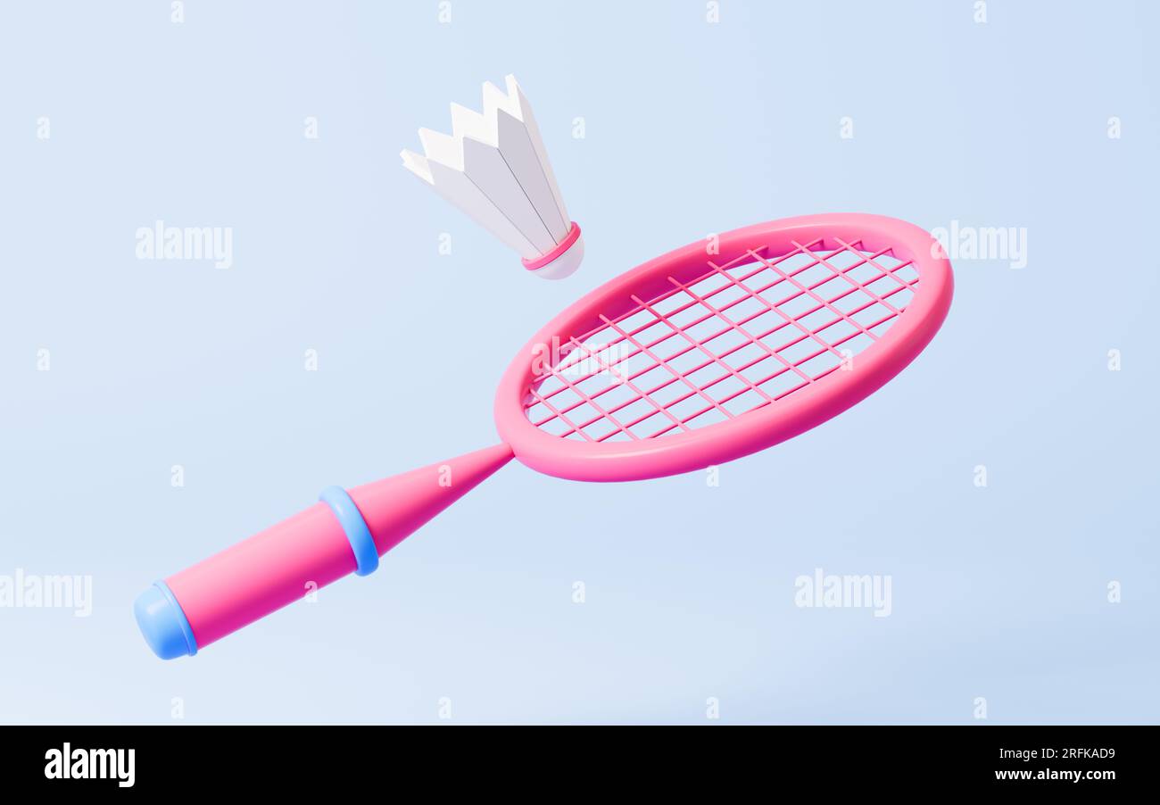 Cartoon badminton and racket, 3d rendering. Digital drawing Stock Photo ...