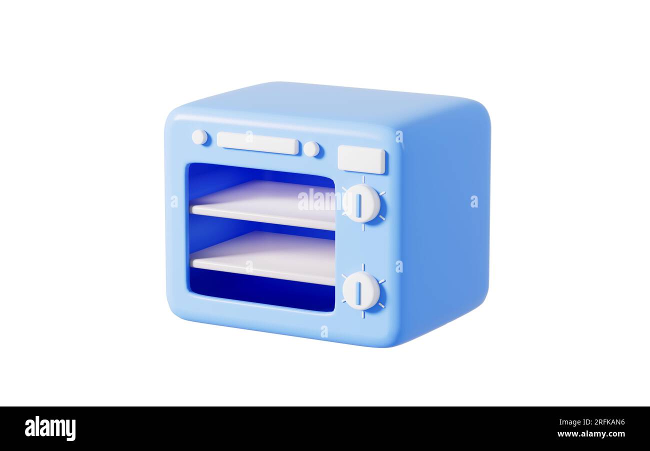 Cartoon kitchen oven in the white background, 3d rendering. Digital ...