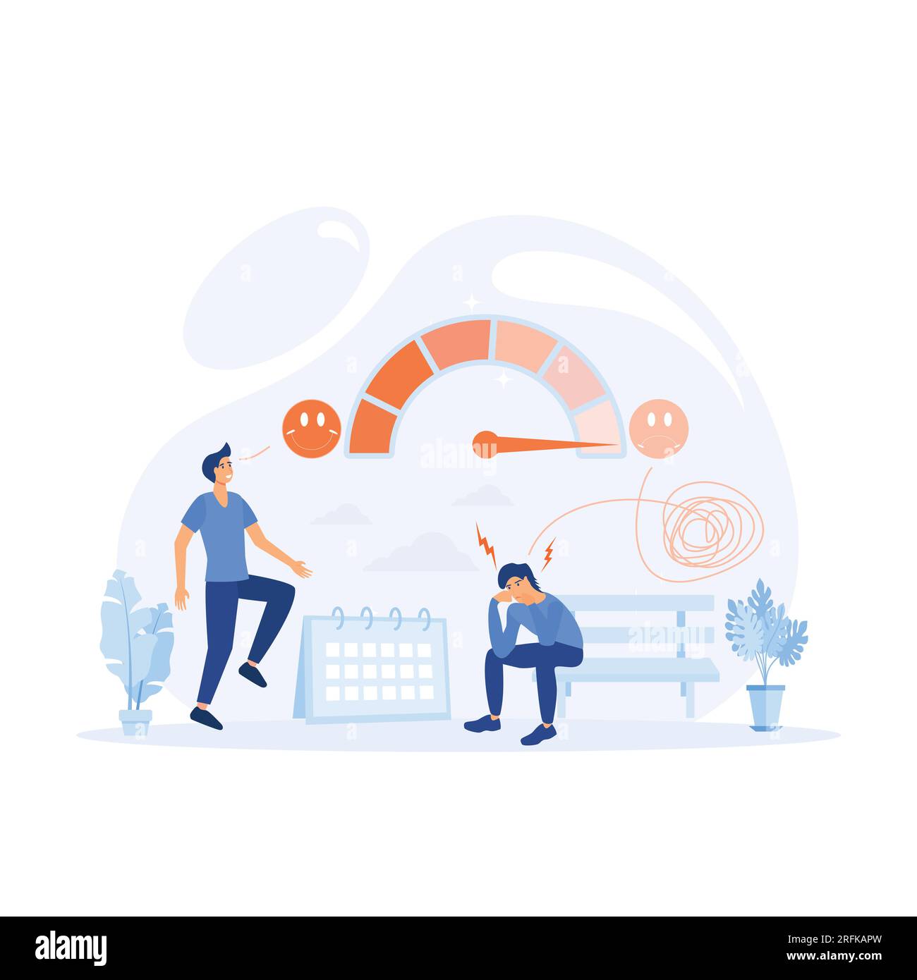 Stress level, mood scale, Person tired because of emotional and work ...