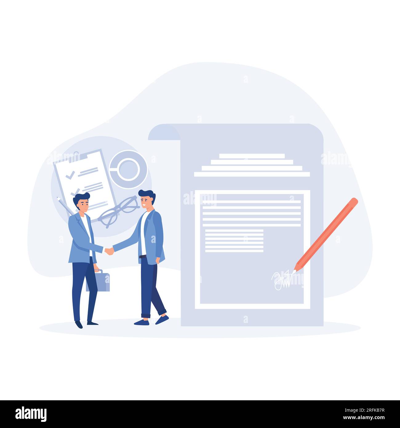 business concept, Business people standing on a signed contract and ...