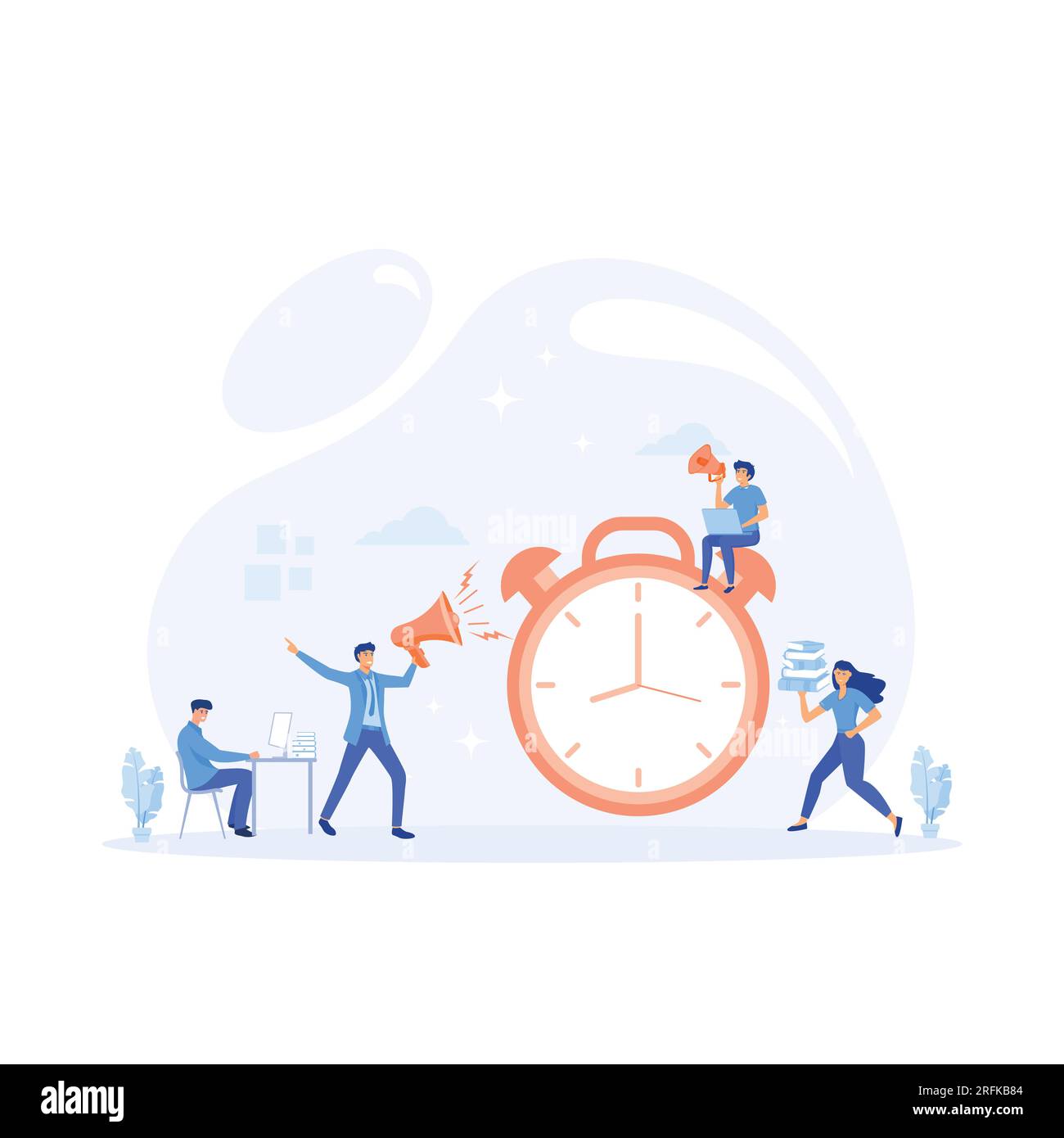Office deadline, Stressed employees working overtime, Time management, flat vector modern ...