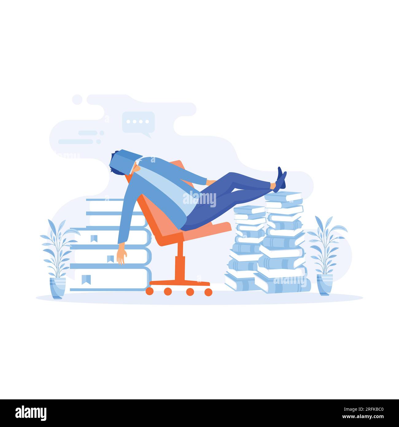 Stressed frustrated director manager hard work sitting with pile papers ...