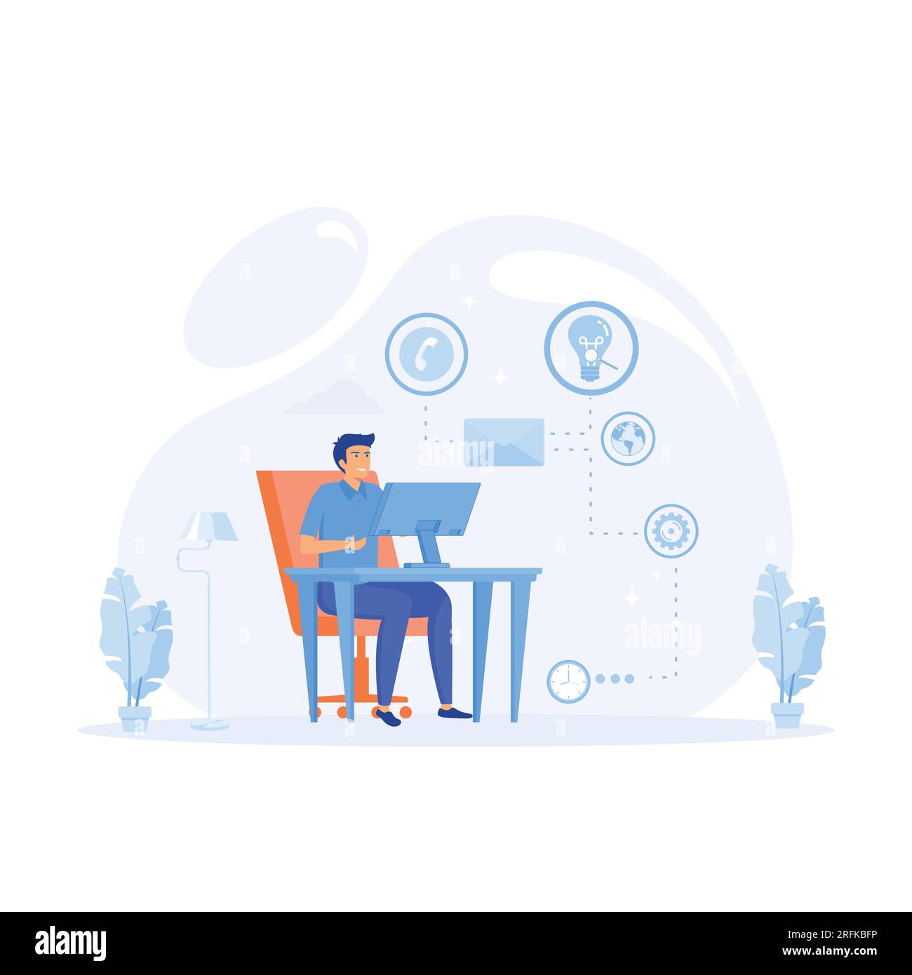 time management and productivity concept, Happy business man with ...