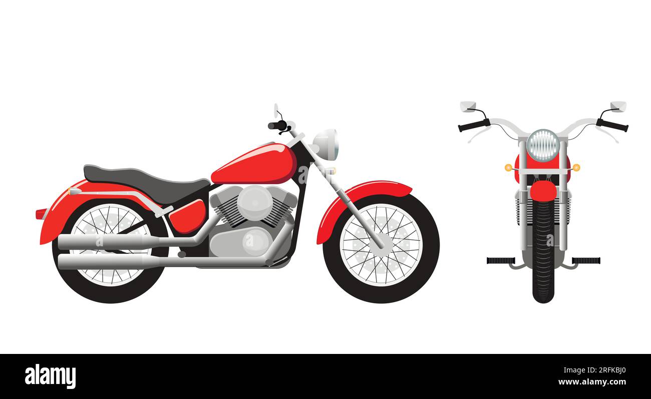 Set of vector images of a motorcycle, front, side view. Chopper Stock ...