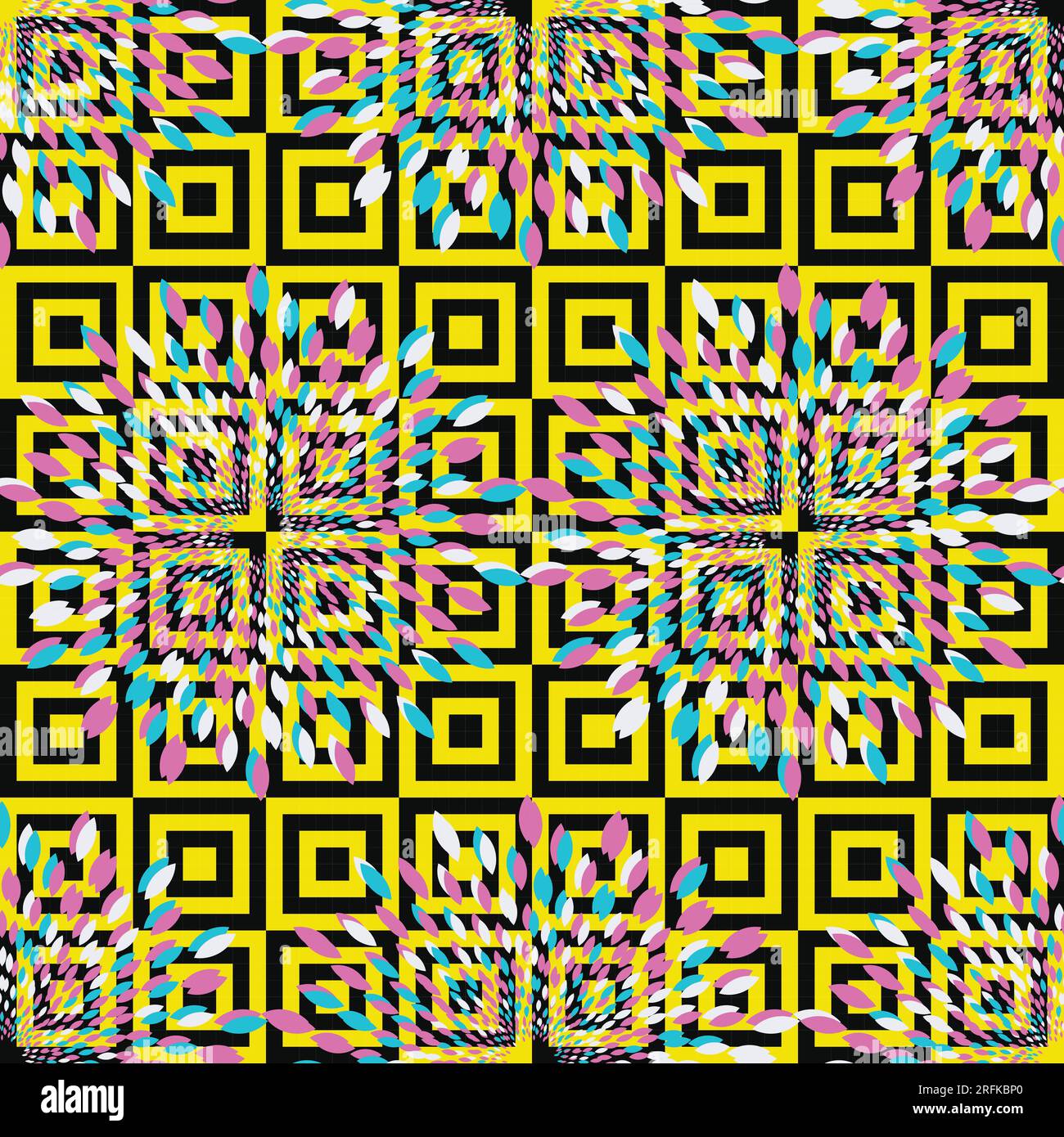 Riso graph style aesthetic seamless pattern. Colorful geometric shapes ...
