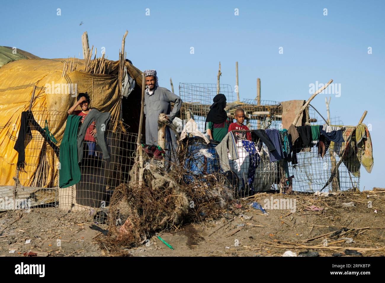 A family living in the World Heritage marshland, in Basra, 03/10/2023 ...
