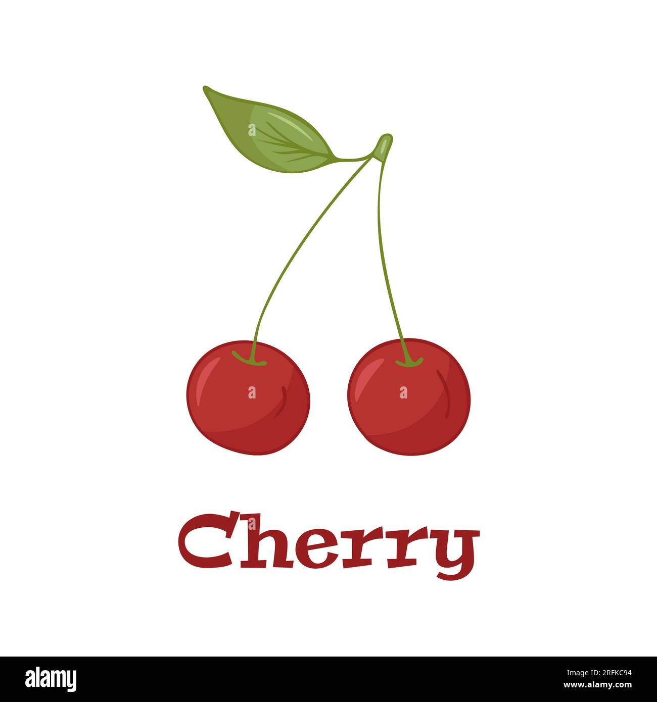 Vector cherry illustration. Isolated on a white background. Cartoon ...