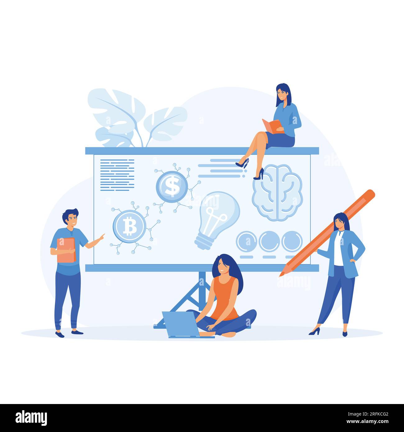 Finances, online education, startup concept, business people studying ...