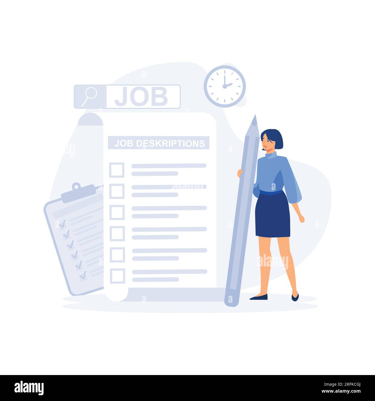 Company employee writing job description, flat vector modern ...