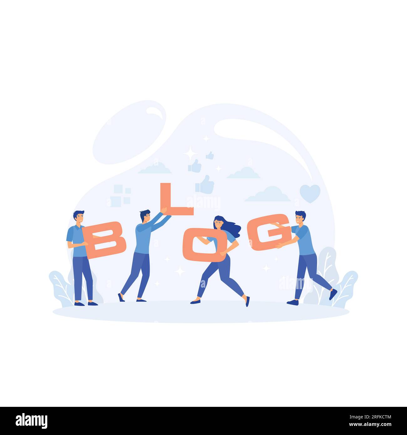 Blog Creative Content, Happy Friendly Smiling Men Making Word ...