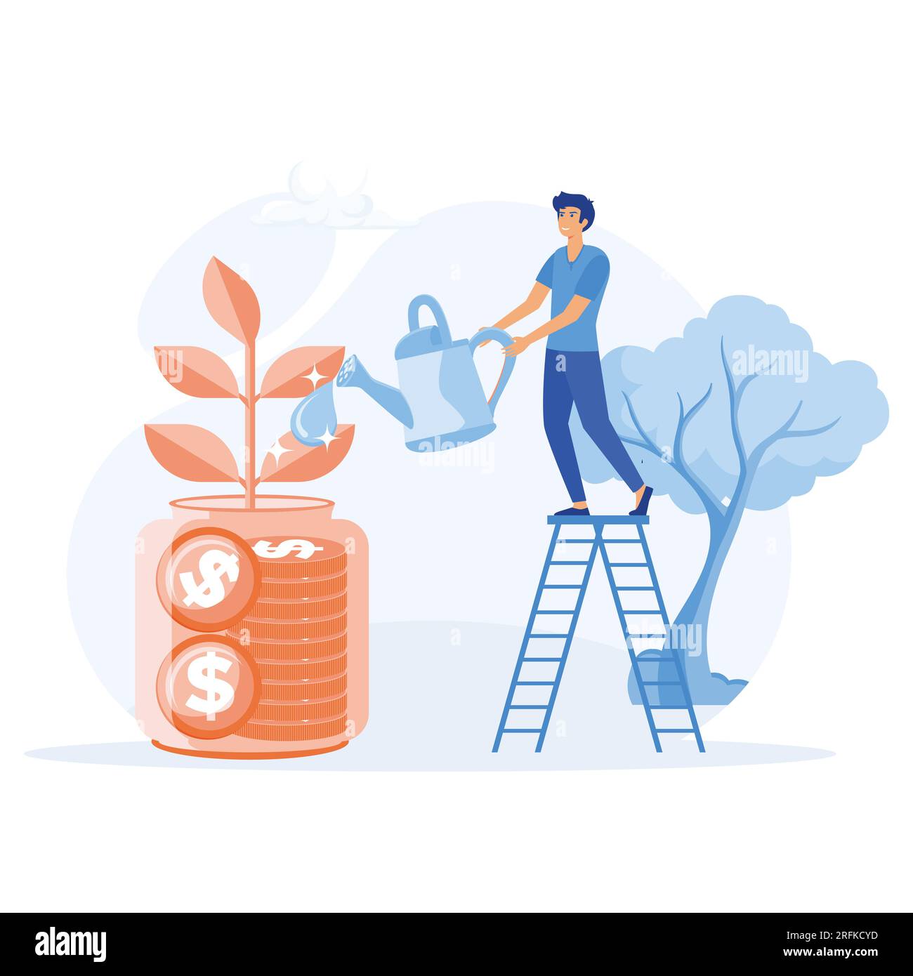 Personal finance management concept, People characters investing money ...