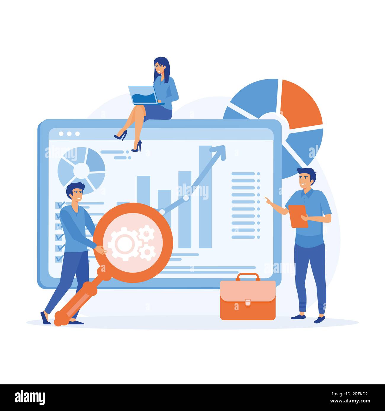 Data analysis concept, Monitoring investment. Finance report graph ...