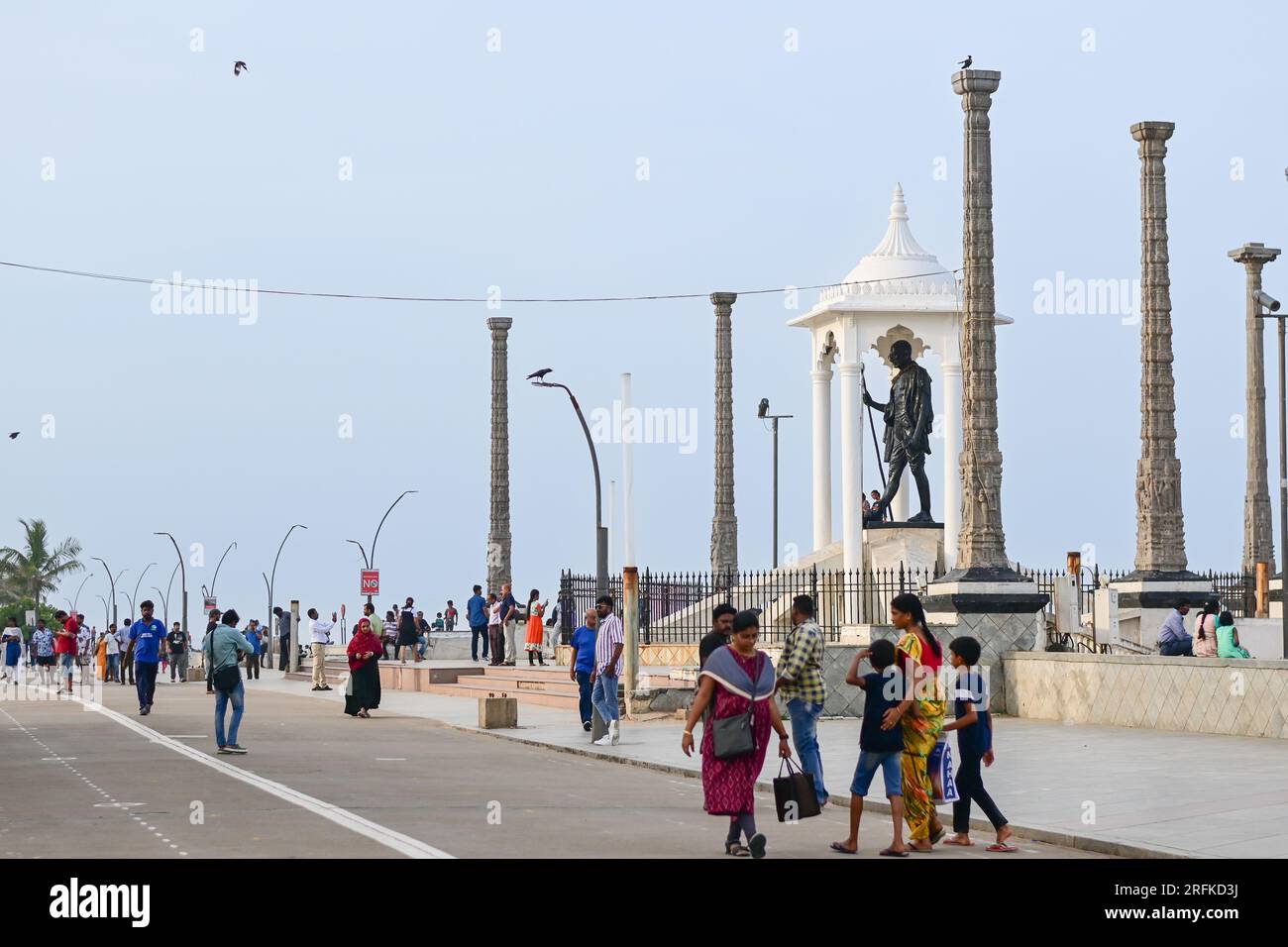 Pondicherry, India - July 15, 2023: Gandhi Statue at pondicherry beach ...