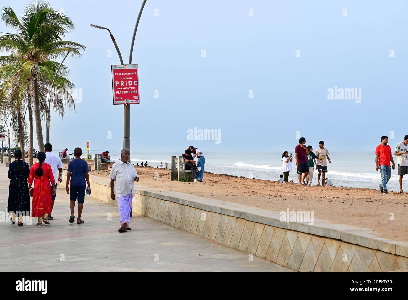Pondicherry, India - July 15, 2023: Promenade beach, The popular ...