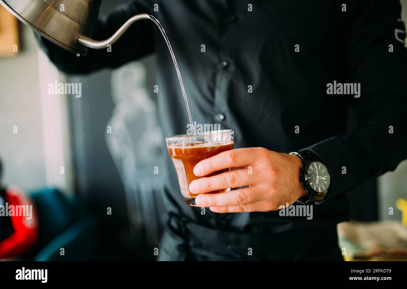 Closeup process making latte cappuccino hi-res stock photography and ...