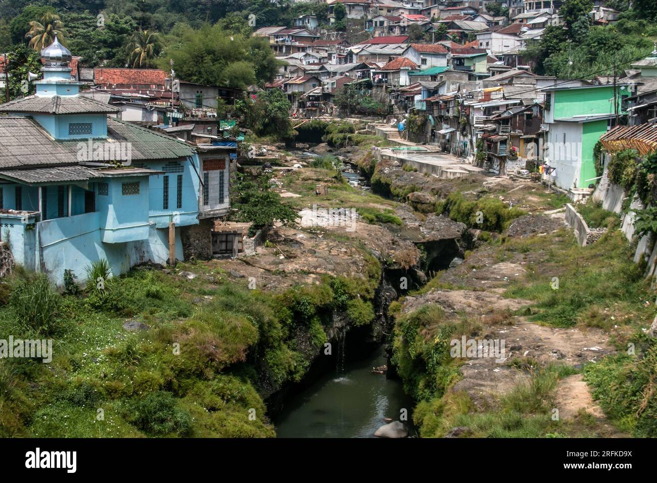 The appearance of the bedrock of the Ciliwung River in Bogor, West Java ...