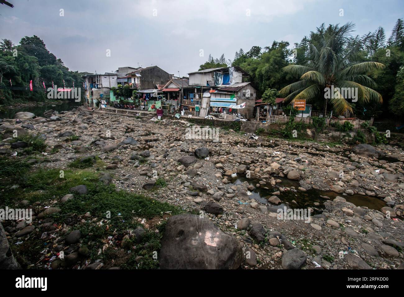 The appearance of the bedrock of the Ciliwung River in Bogor, West Java ...