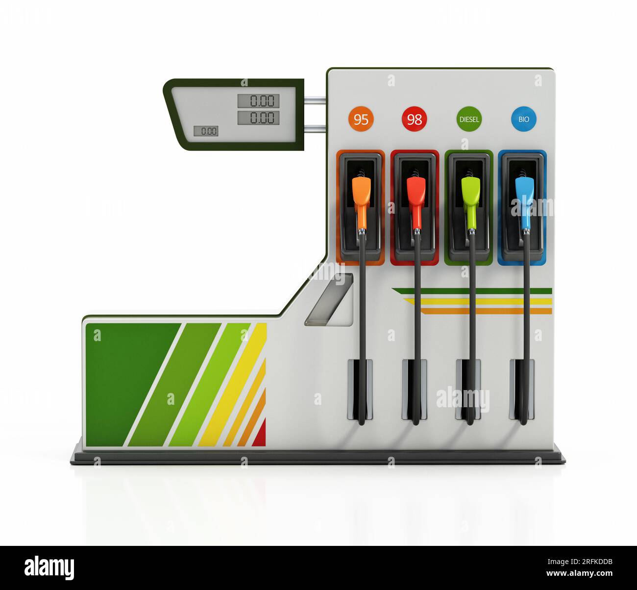 Gas station fuel pump isolated on white background. 3D illustration ...