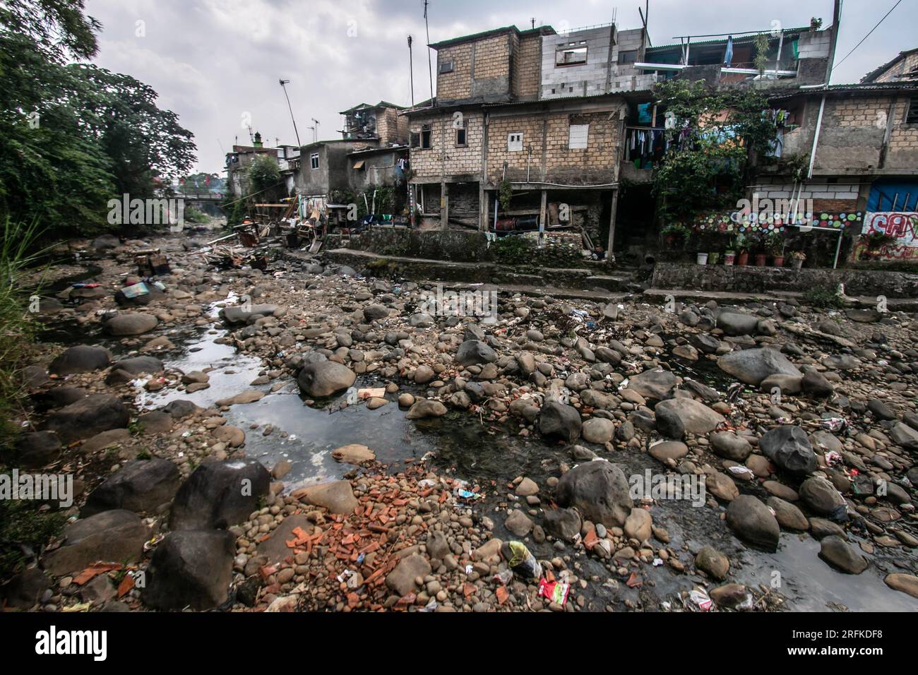 The appearance of the bedrock of the Ciliwung River in Bogor, West Java ...