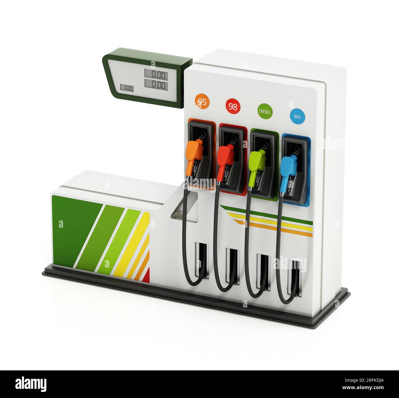 Gas station fuel pump isolated on white background. 3D illustration ...