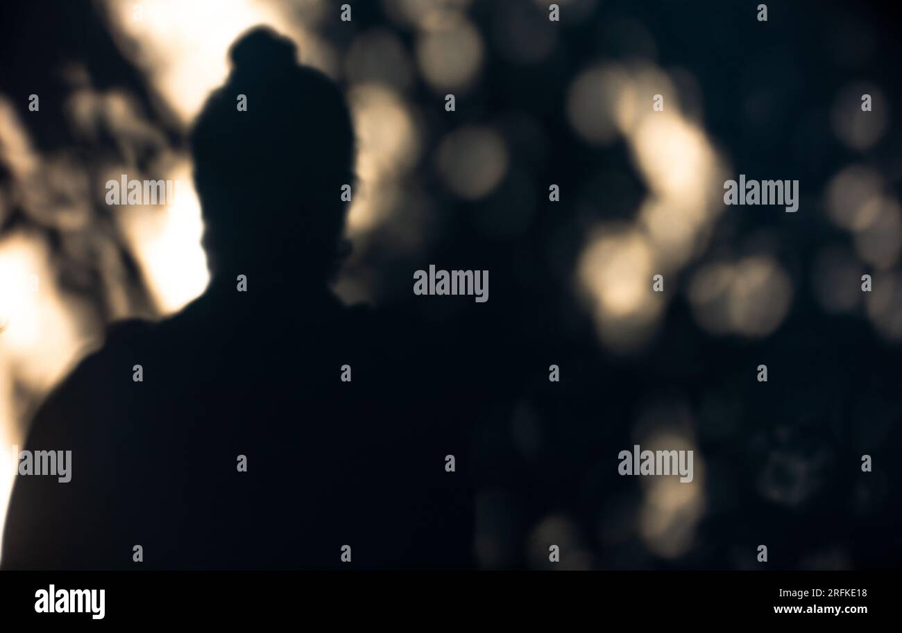 Oct.14th 2022 Uttarakhand, India. Artistic concept: A man's shadow on a white wall forms a ...