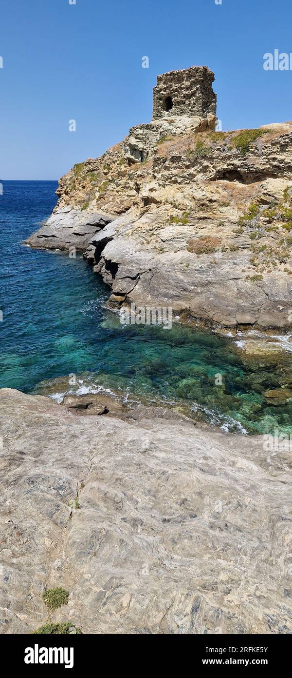 Ruins of the Venetian castle, Chora, Andros island, Greece, Southern ...