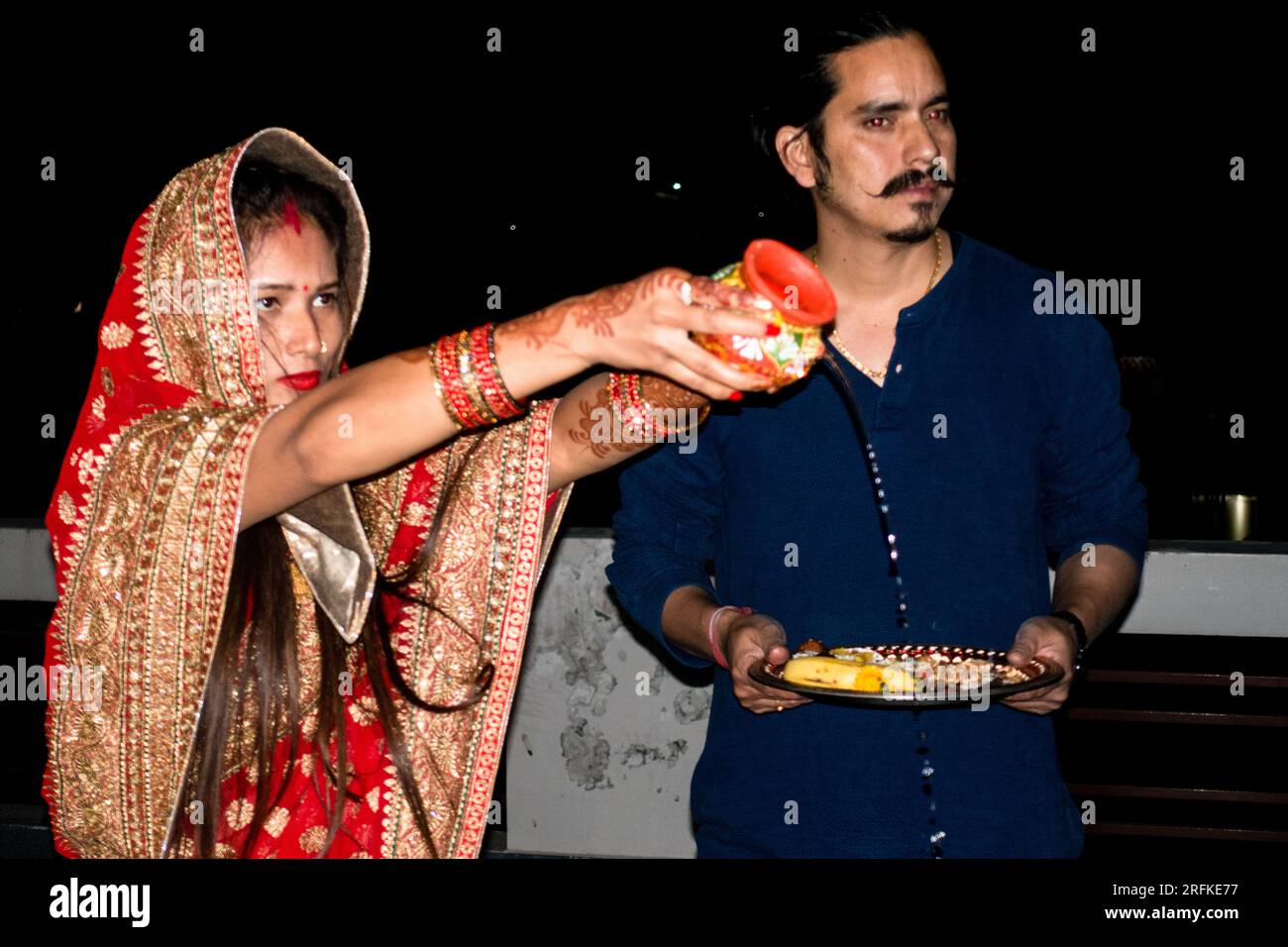 Oct.14th 2022 Uttarakhand, India. Cultural celebration: Indian married ...