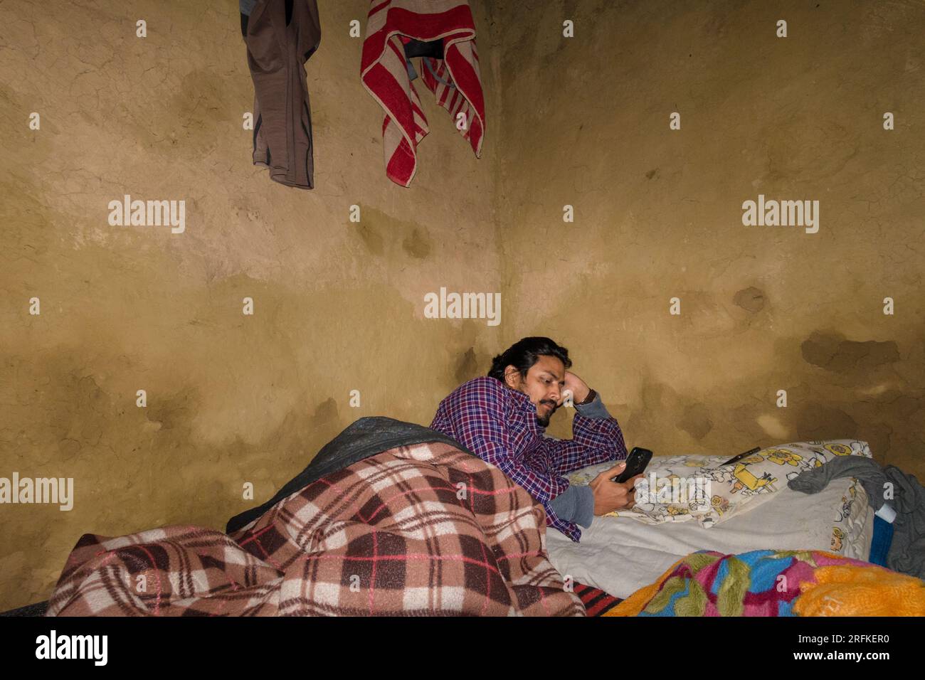 Oct.14th 2022 Uttarakhand, India. An Indian resident embracing a ...