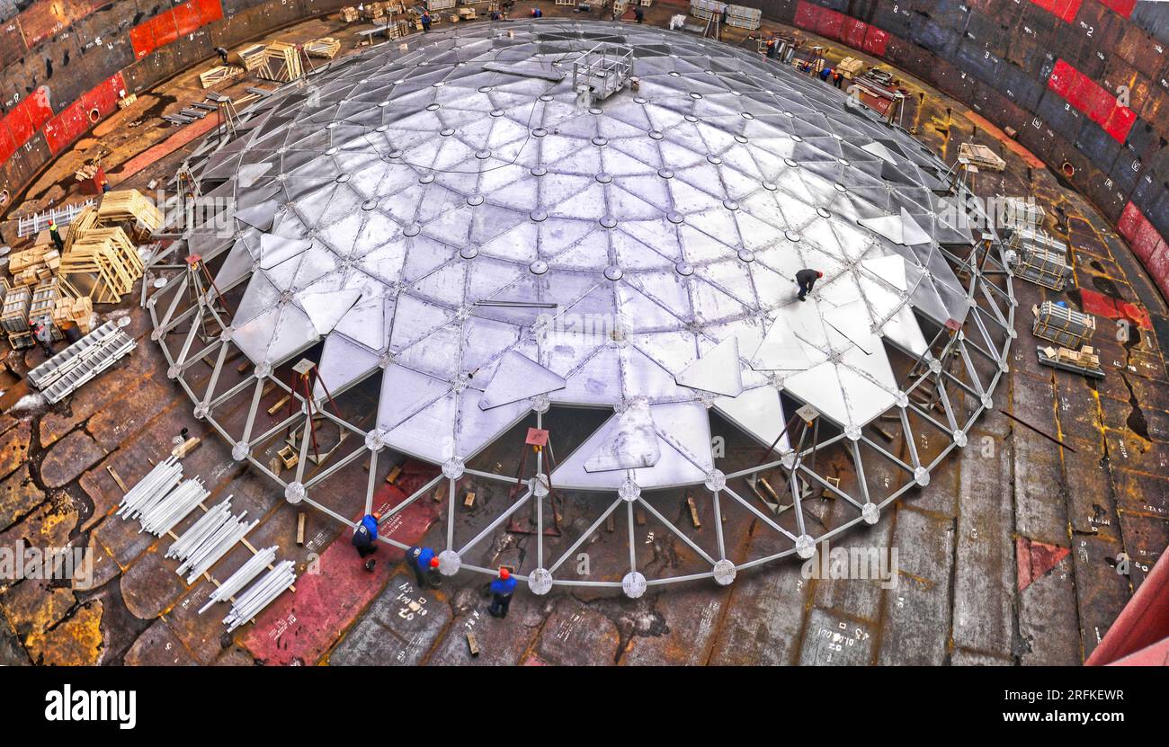 Domed metal roof of the oil tank Stock Photo - Alamy