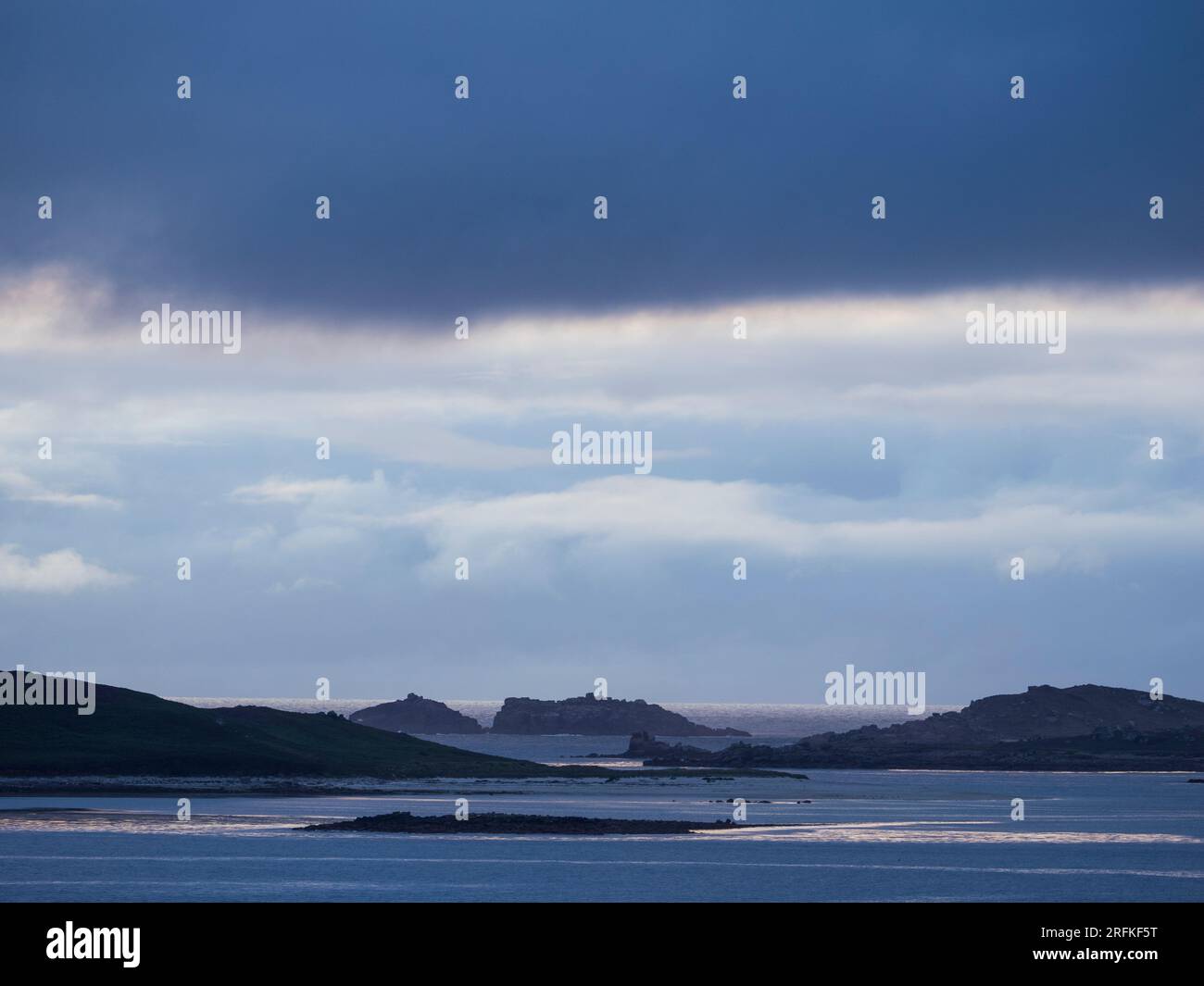 Blue Light Isle of Scilly, Dusk, Cornwall, England, UK Stock Photo - Alamy