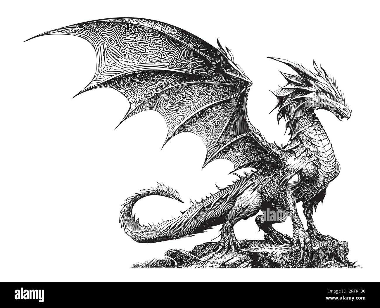 Beautiful Dragon mystical sketch drawn in doodle style vector Stock ...