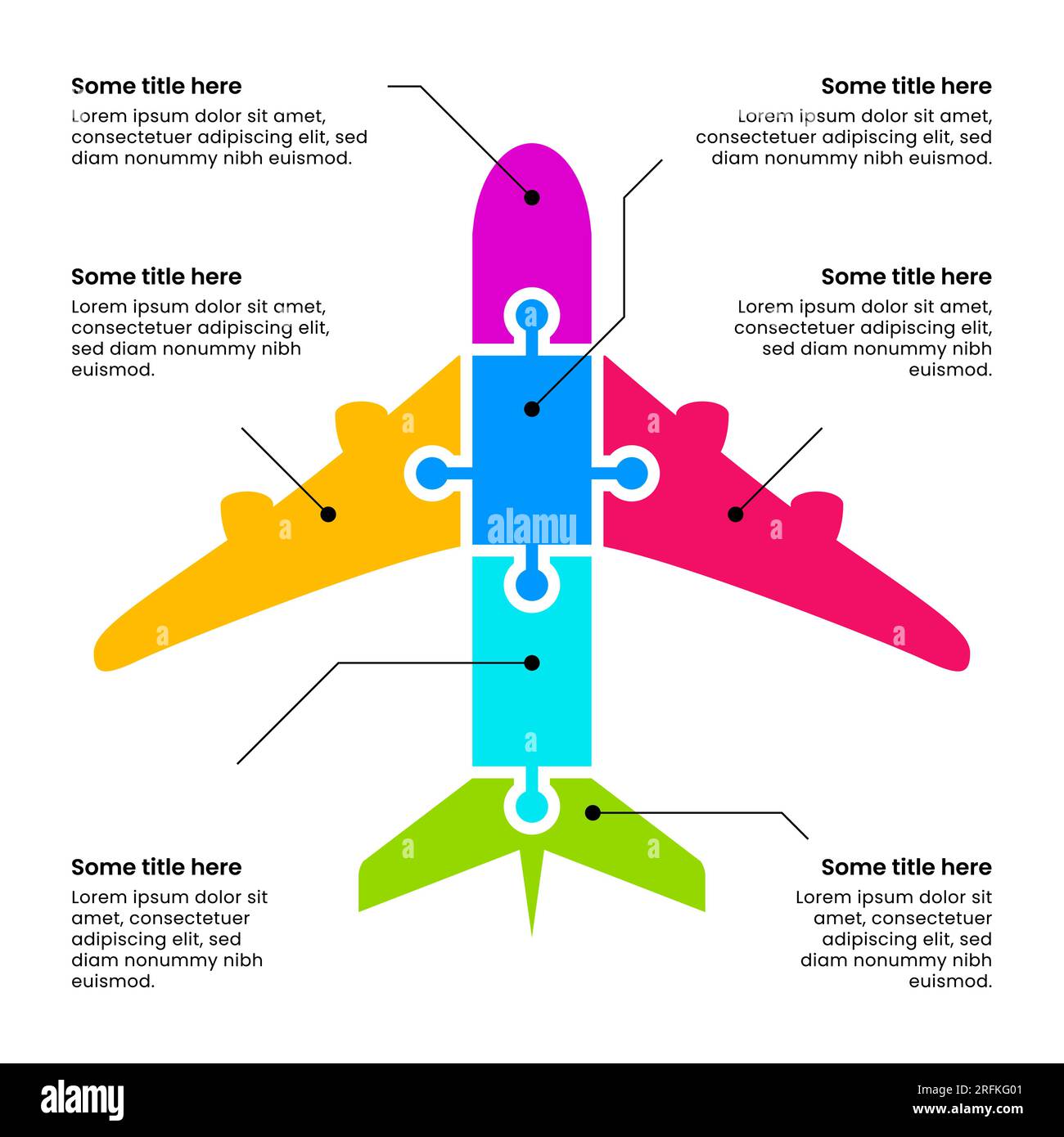 Infographic template with 6 options or steps. Puzzle plane. Can be used ...