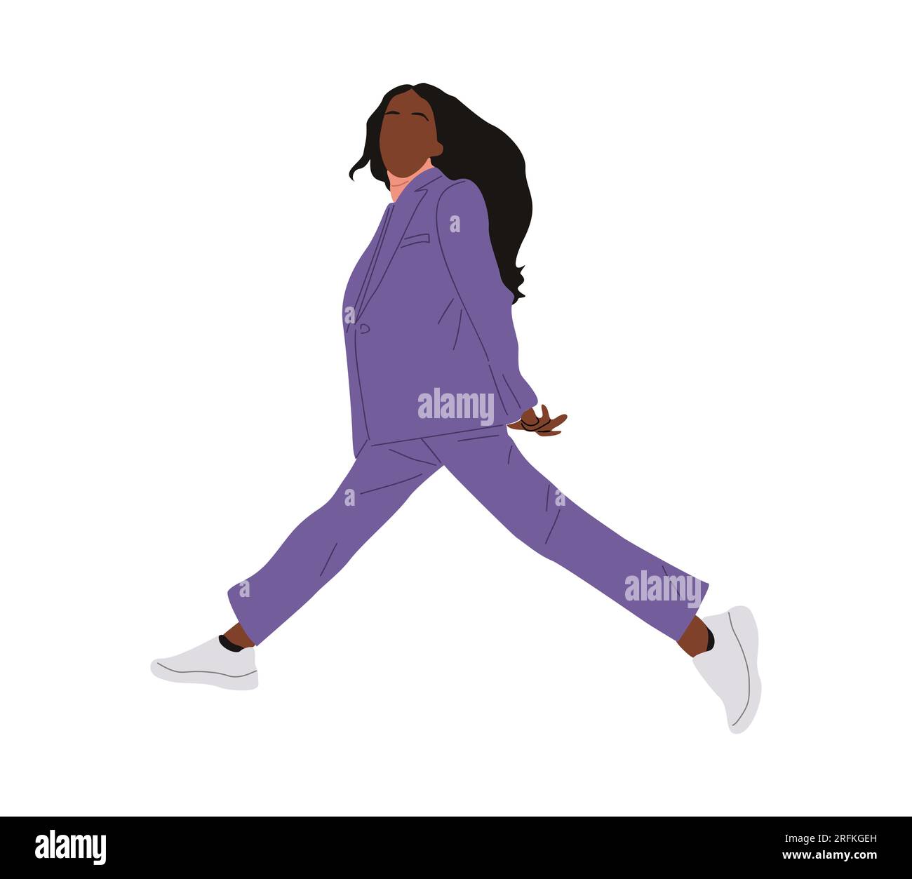 Black business woman walking, running vector art Stock Vector Image ...