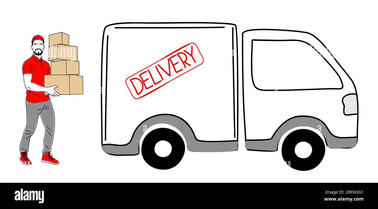 Delivery man illustration Cut Out Stock Images & Pictures - Alamy