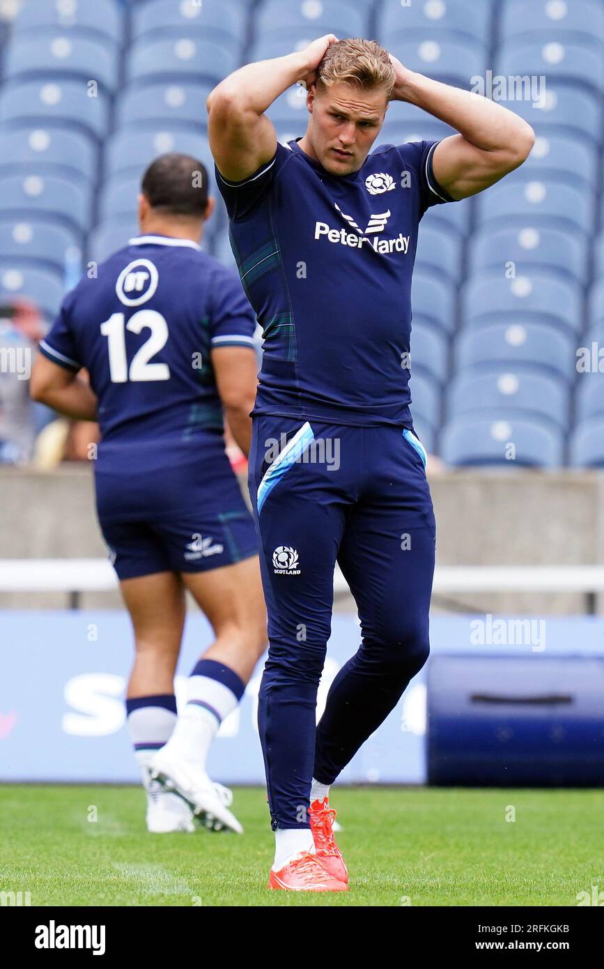 Scotland's Duhan van der Merwe during a team run at the Scottish Gas ...