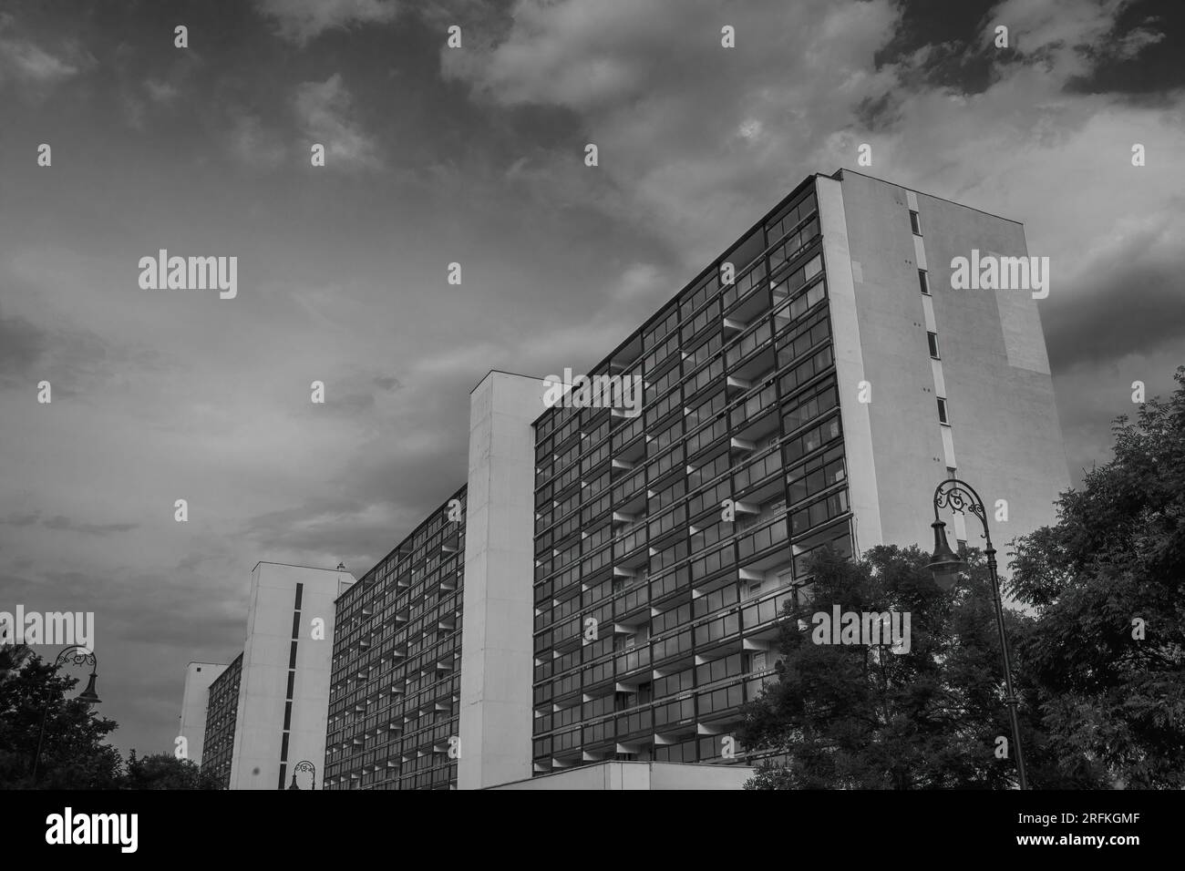 Panel building built in the communist era.Hungary,Budapest. High ...