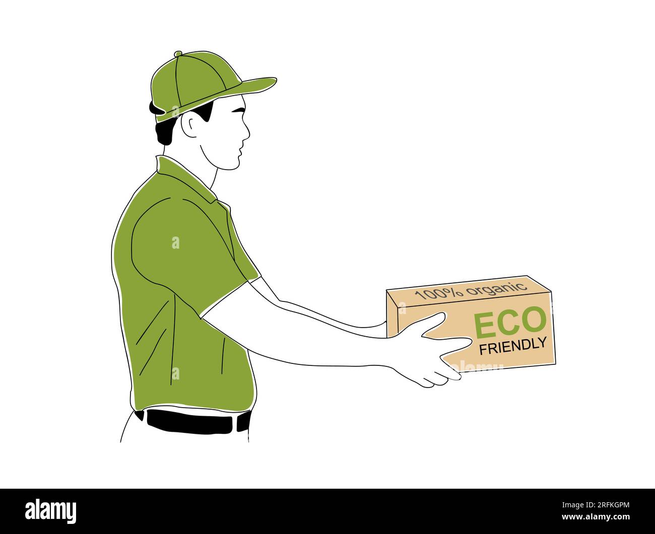 Man holding craft box with order vector art Stock Vector Image & Art ...