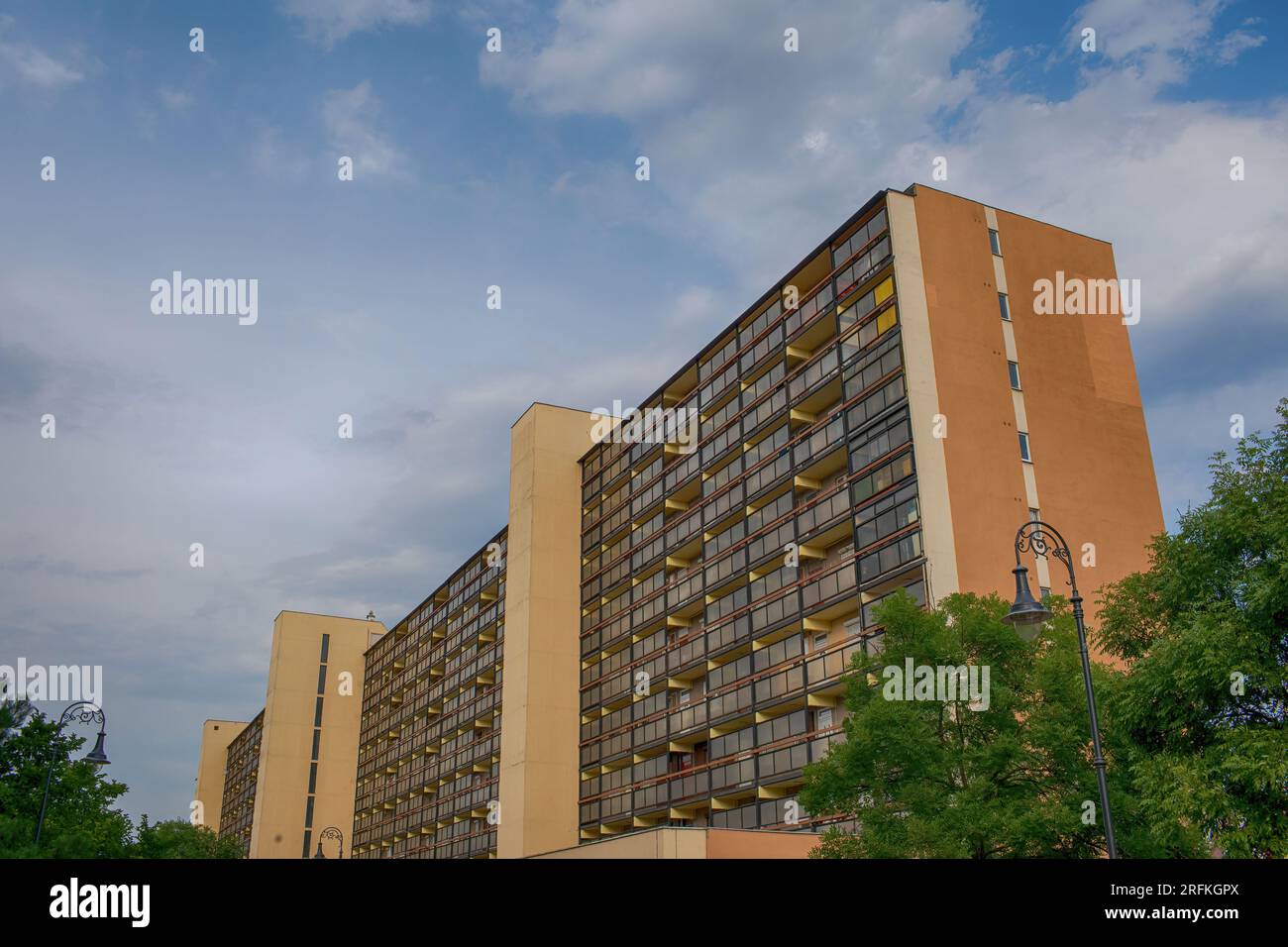 Panel building built in the communist era.Hungary,Budapest. High ...