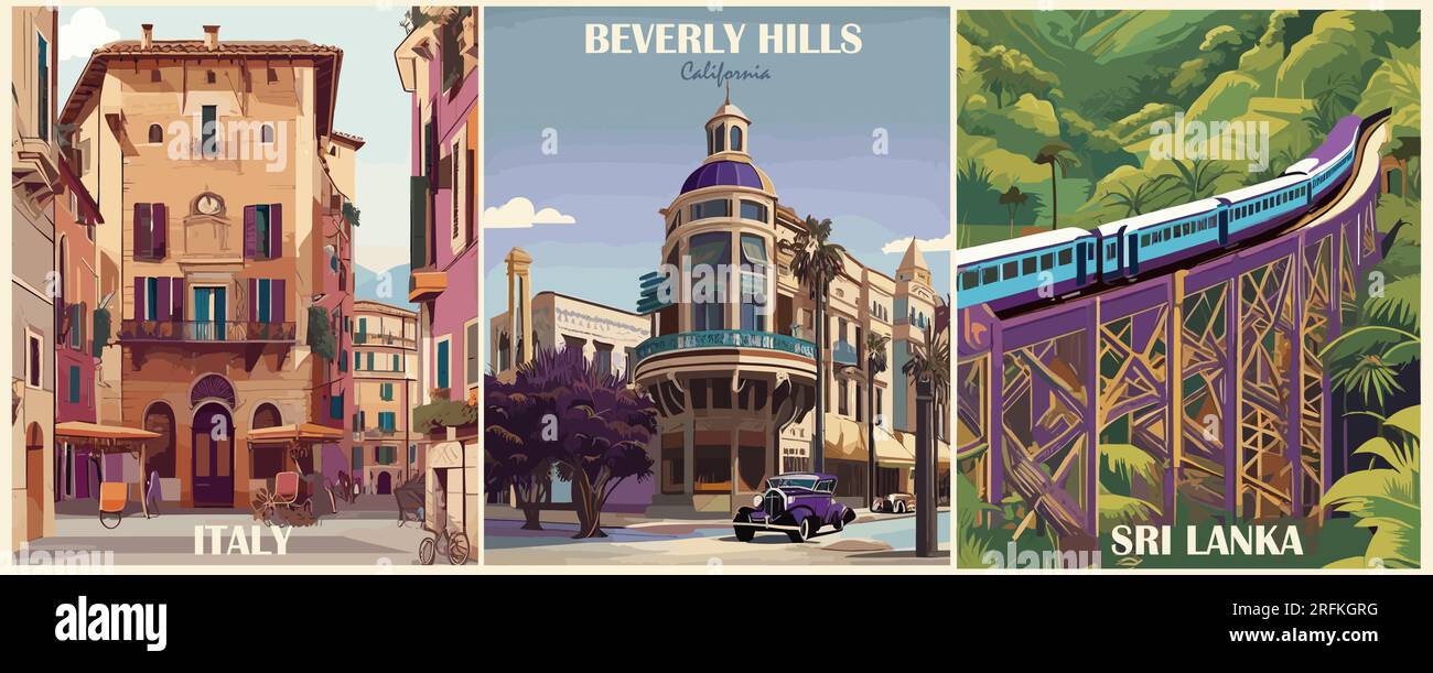 Set of Travel Destination Posters in retro style Stock Vector Image & Art - Alamy