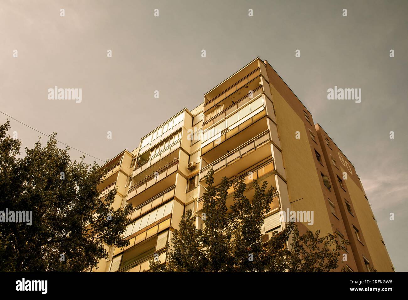Panel building built in the communist era.Hungary,Budapest. High ...