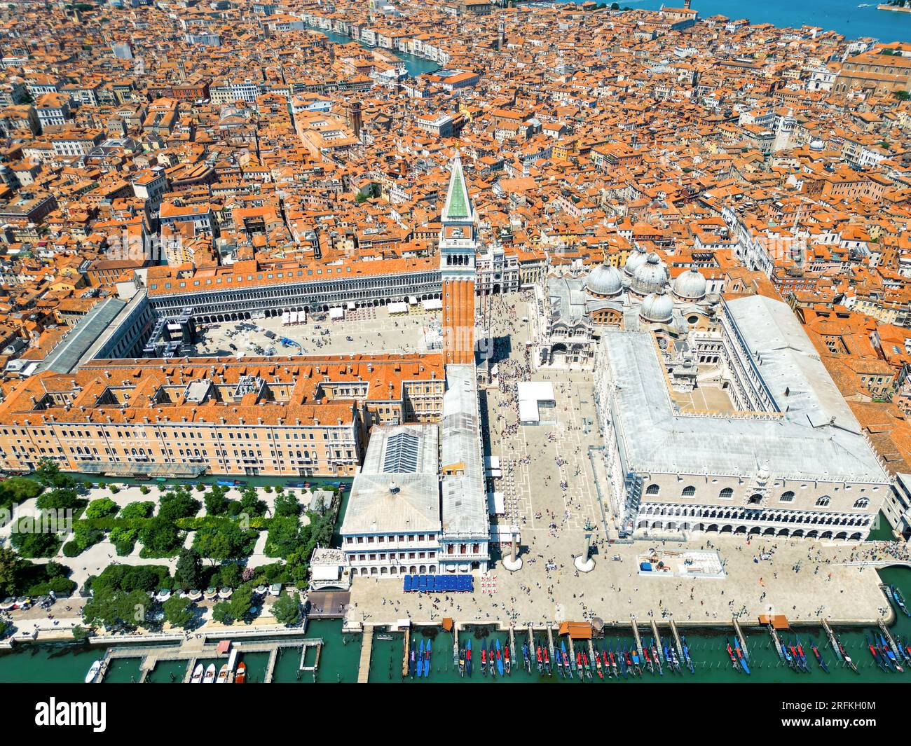 Aerial drone view of Venice, Italy. Historical city centre with St Mark ...