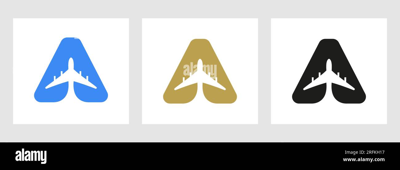 Tropical Travel Logo On Letter A Concept. Airplane Flight Symbol ...