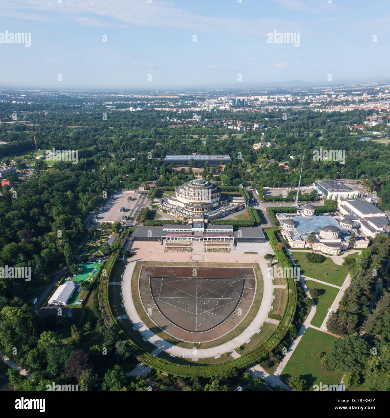 Wroclaw, Poland : Aerial view of Centennial Hall (Polish: Hala Stulecia ...
