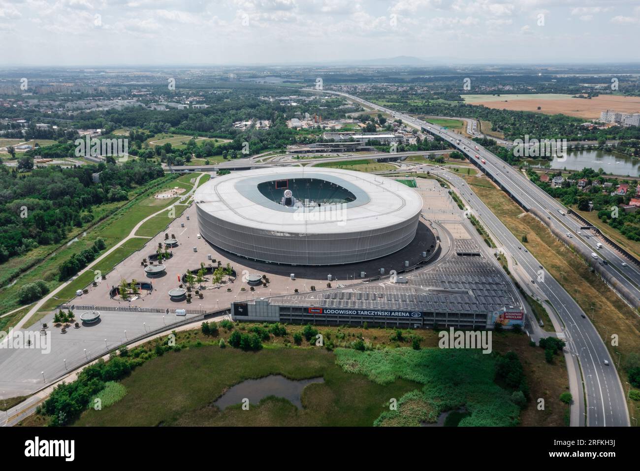 Wroclaw, Poland - July 2023 : Aerial view of The Stadion Wrocław ...