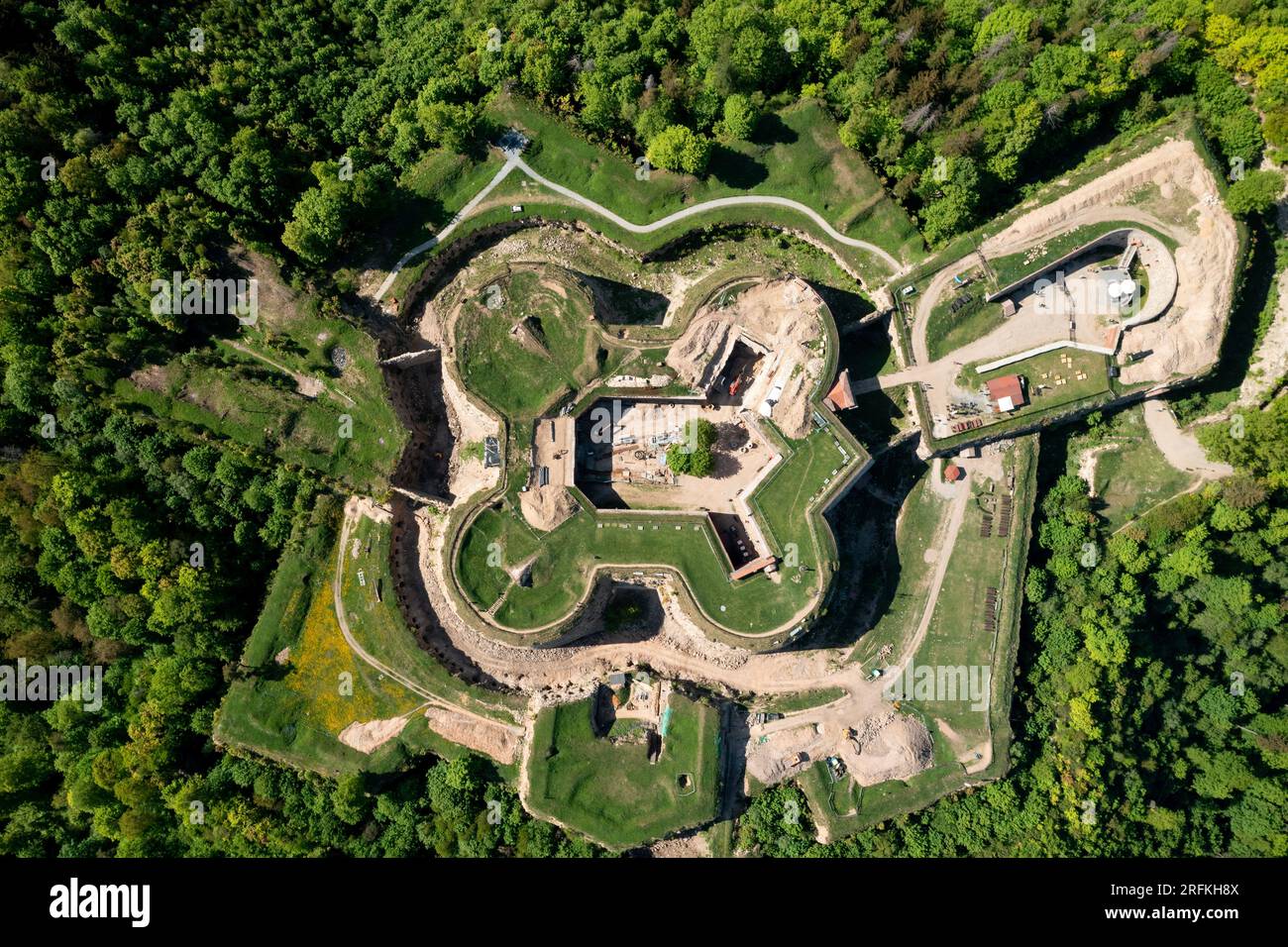 Srebrna Gora, Lower Silesia, Poland : Aerial view of Fort Srebrna Góra ...