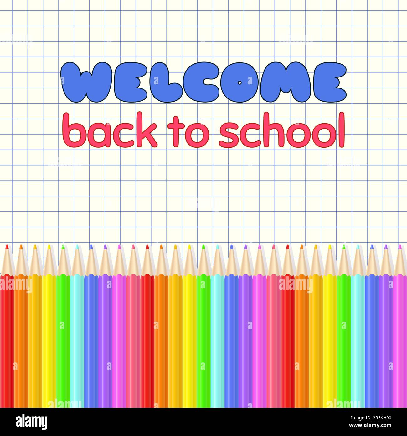 Colorful realistic pencils border. Rainbow colored crayons in a line ...